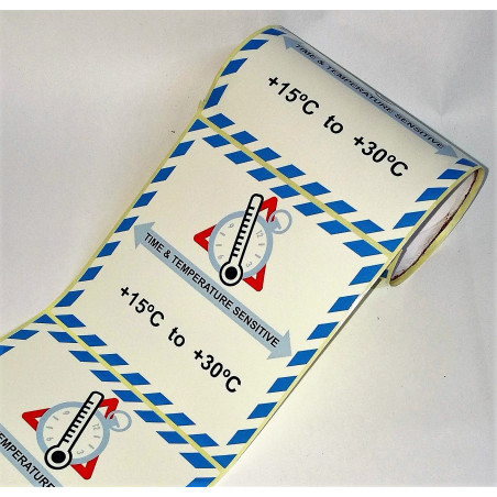 TEMPERATURE SENSITIVE TIME Presentación Rollo de 1.000 uds Tamaño 100X100